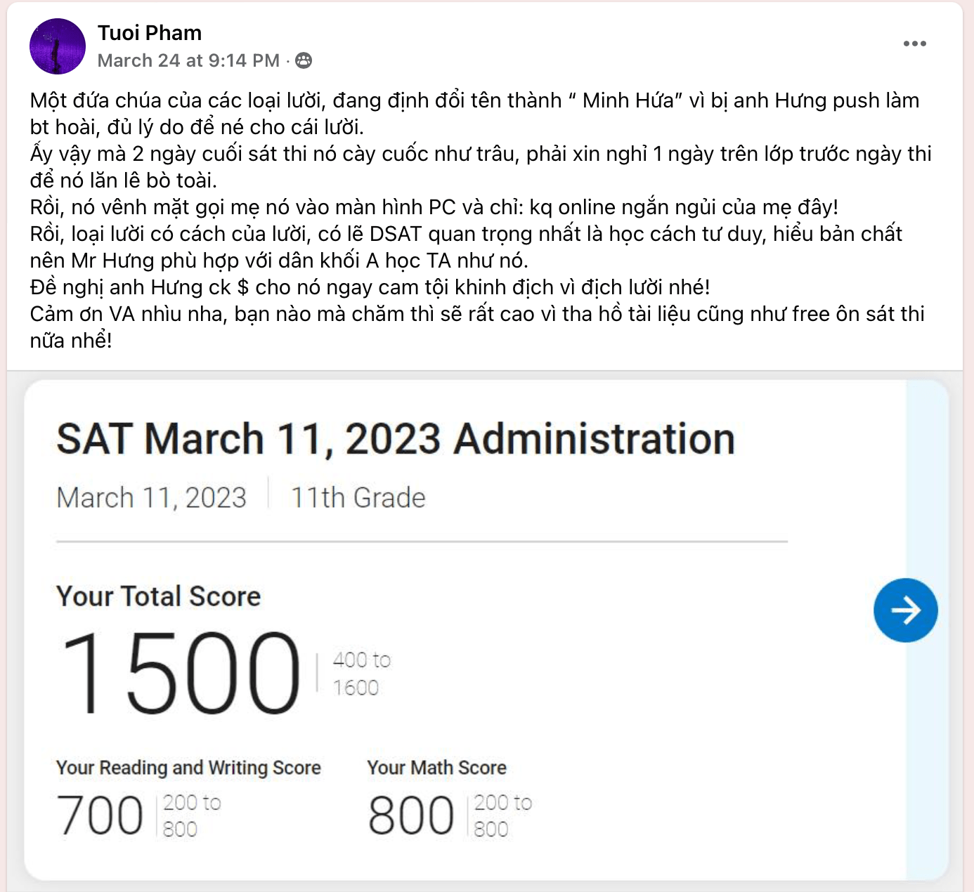Lớp luyện thi DSAT Đọc Viết Phase 1 - VietAccepted